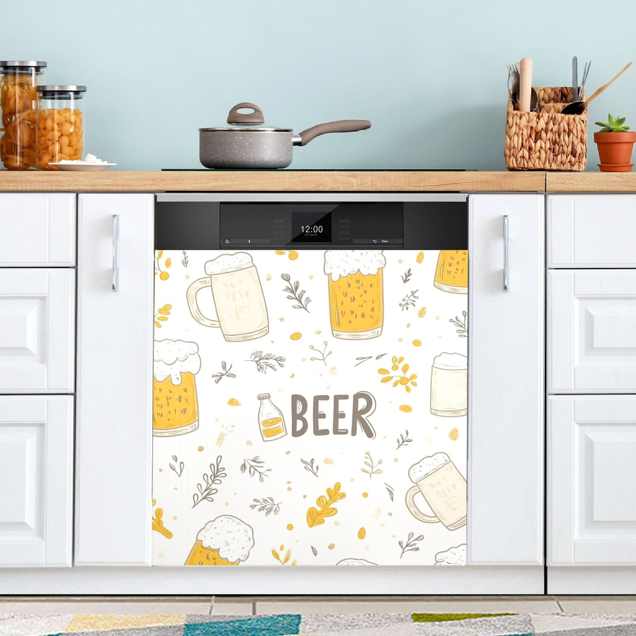 Beer Mugs Leaves Dishwasher Magnetic Covers Magnet Sticker Kitchen ...