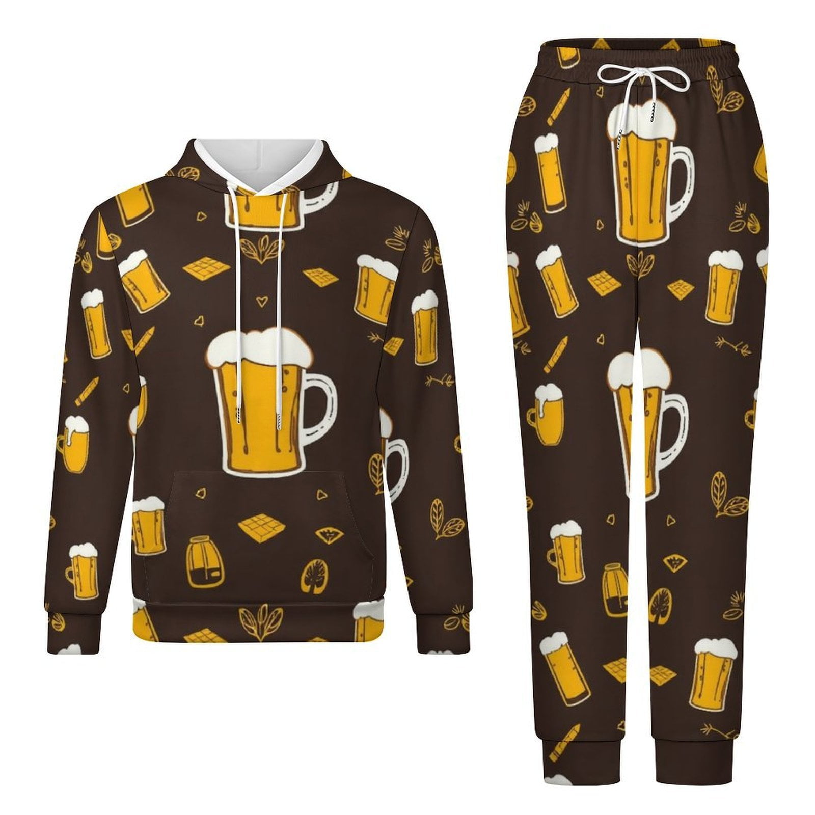 Beer Mugs Repeating Pattern Design. Hoodie + Pants Suit Cool Men/Women ...