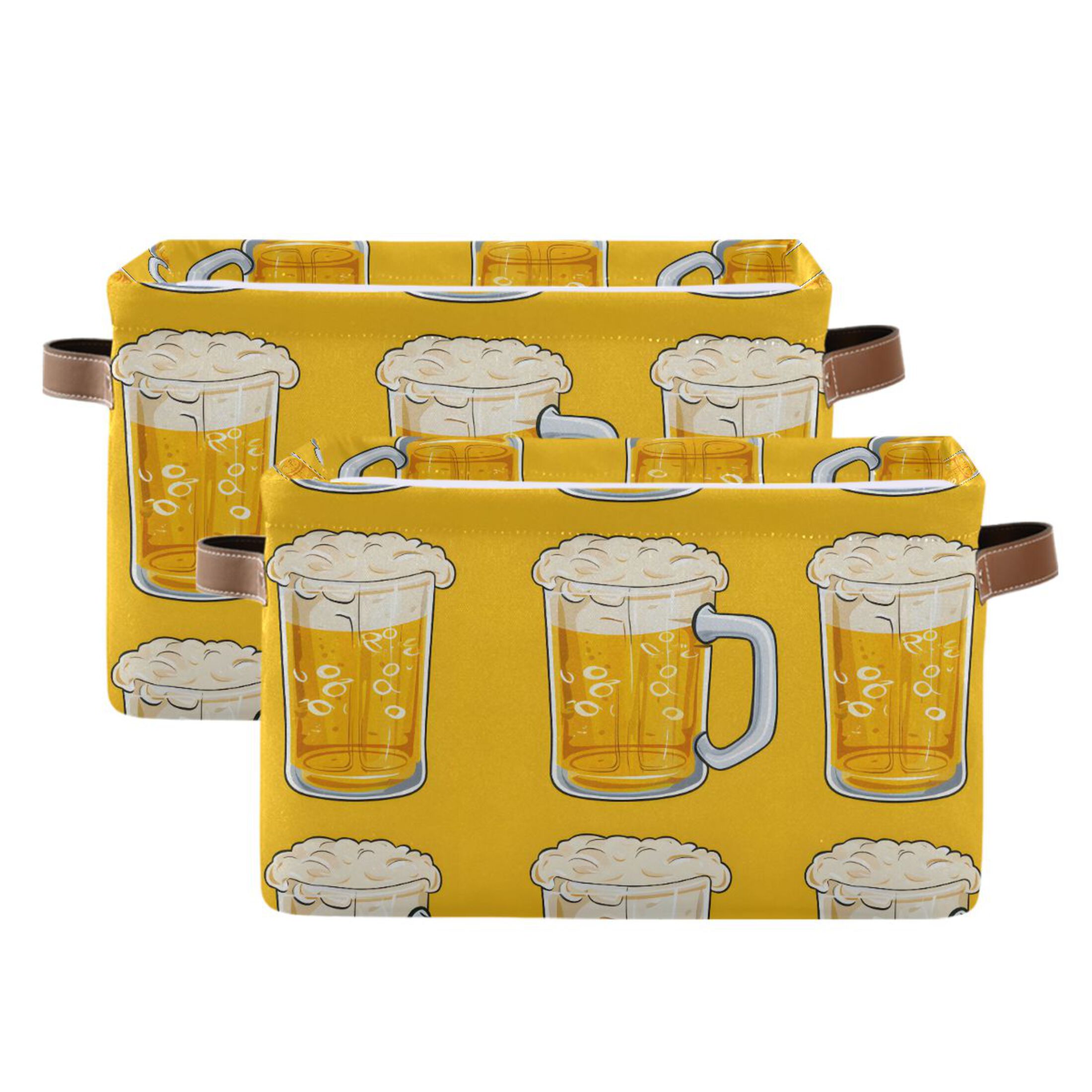 Beer Mugs with Foam Storage Bins with Handle Fabric Organizer Basket ...
