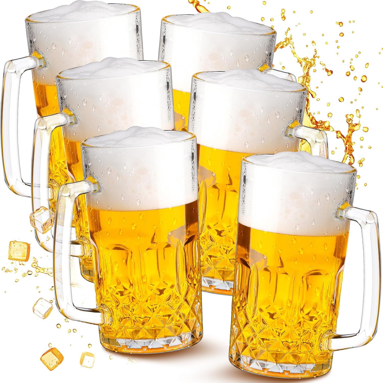 Beer Mugs with Handle Large Heavy Glass Beer Mug for Oktoberfest ...