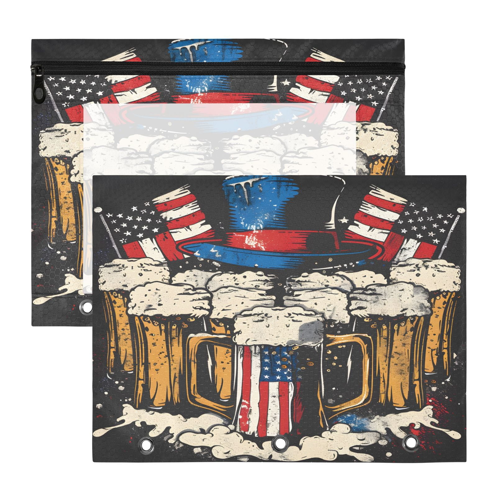 Beer National Flag Hat A4 Pencil Pouch 3 Ring Zipper Pencil Pouches ...