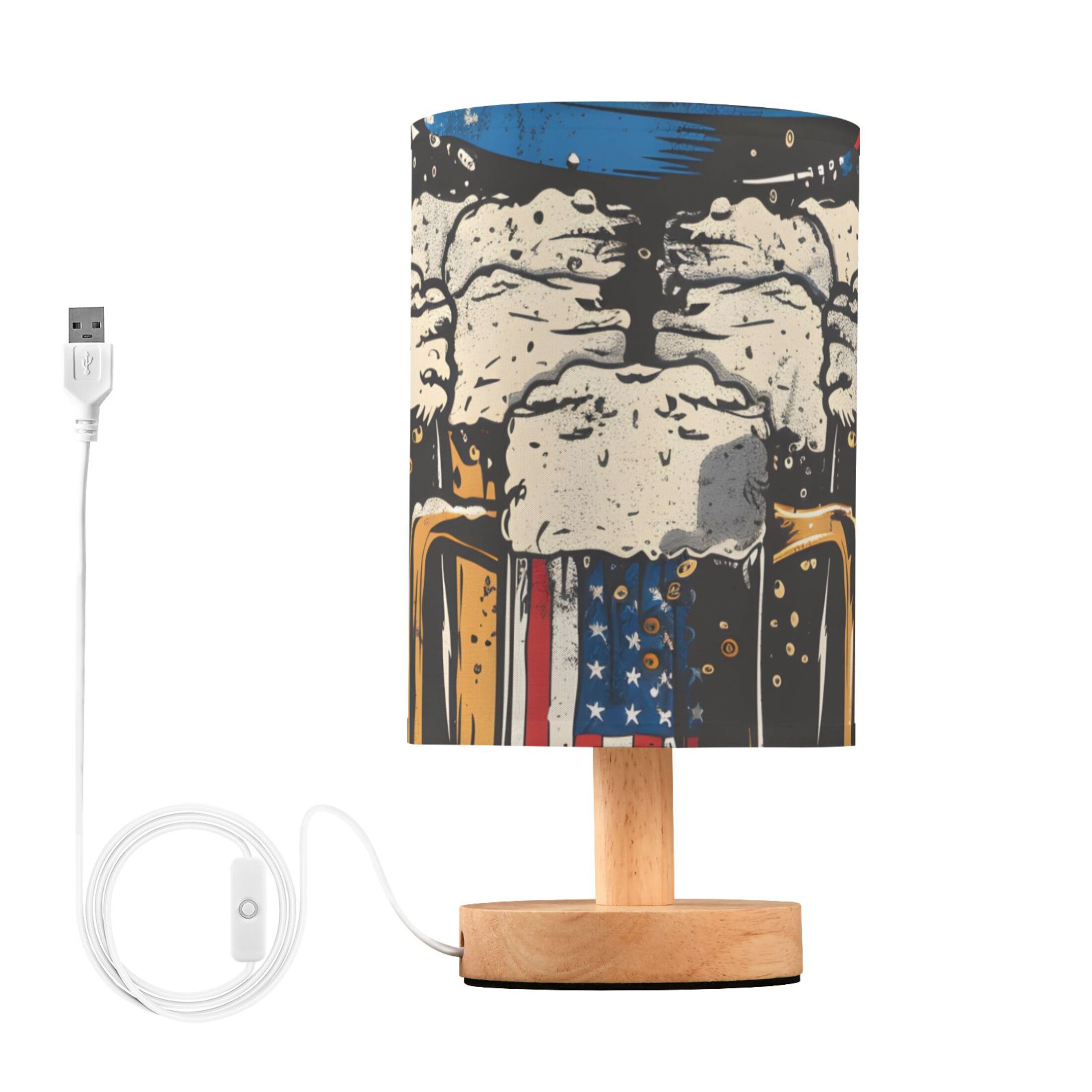 Beer National Flag Hat Table Lamp USB Bedside Desk Nightstand Lamp ...