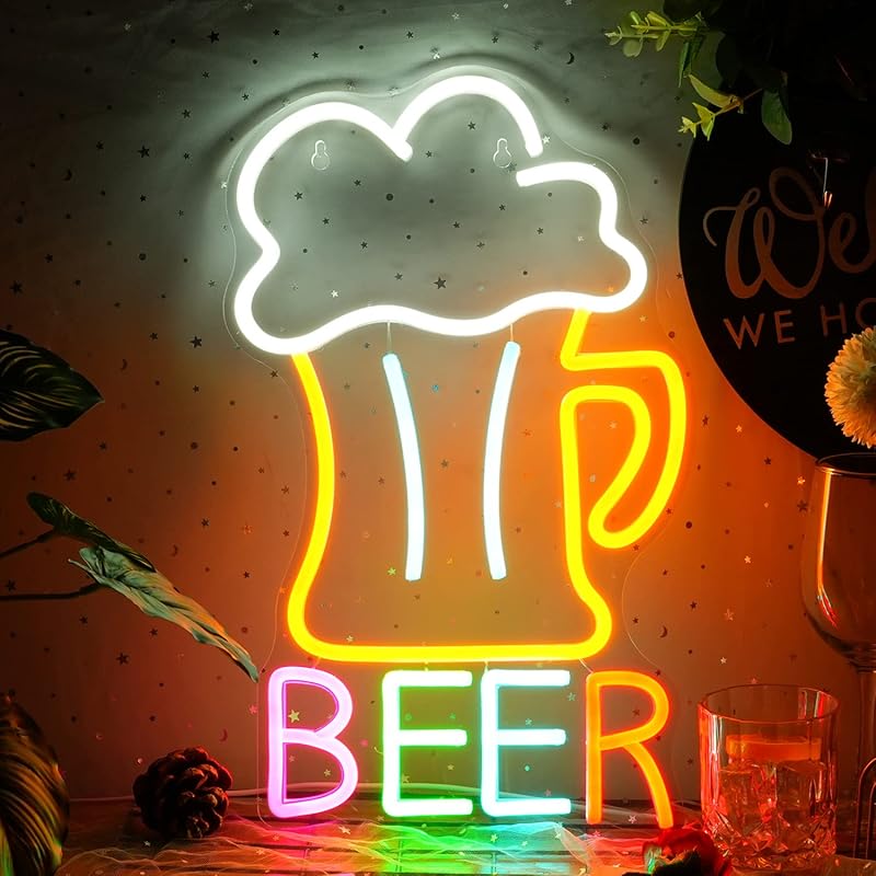 Beer Neon Sign Led Beer Signs Colorful Neon Lights for Wall Decor USB ...