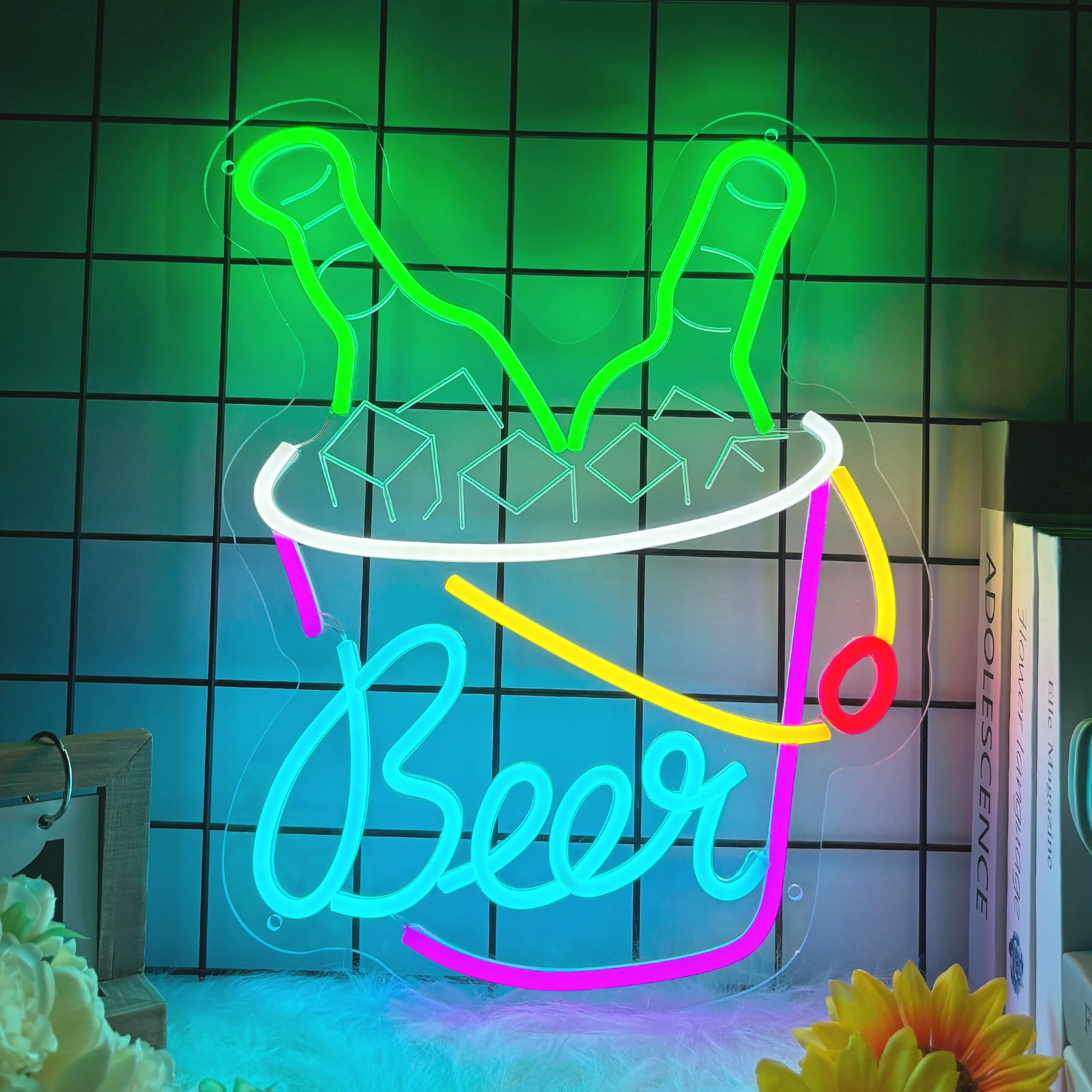 Beer Neon Sign for Wall Decor Dimmable Beer Neon Signs Bar Led Sign for ...