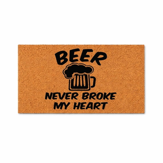 Beer Never Broke My Heart Doormat, Funny Welcome Mat, Beer Mug Design ...