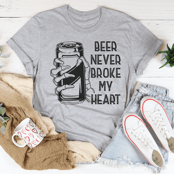 Beer Never Broke My Heart Skull Tee Peachy Sunday T-Shirt - Walmart.com
