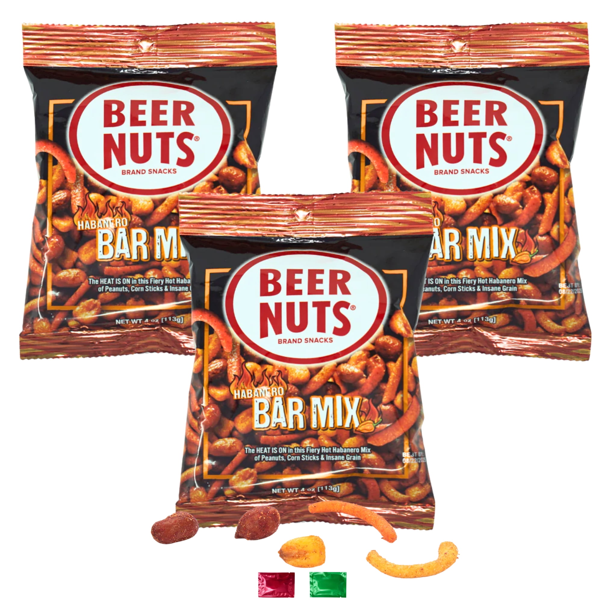 Beer Nuts Habanero Bar Mix 4 Oz 3 Packs, Spicy Snack Mix with Peanuts ...