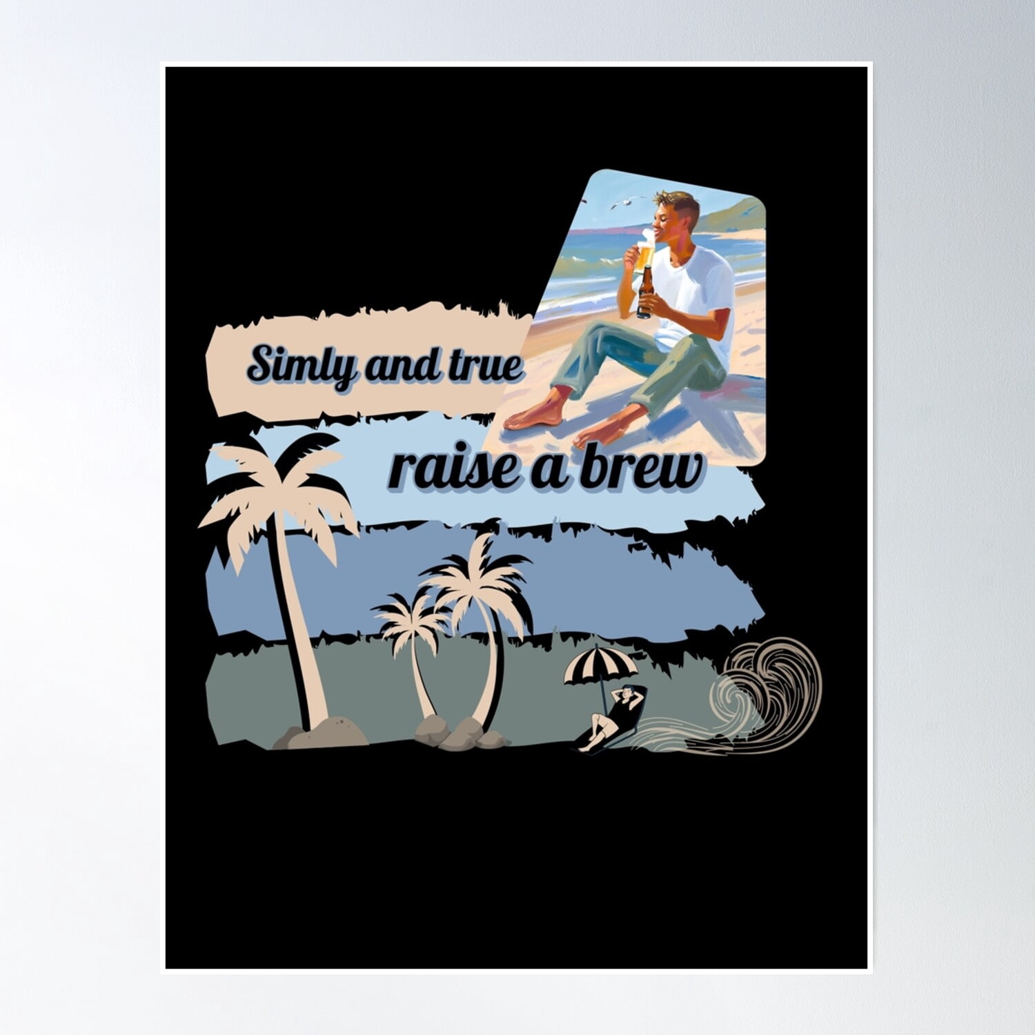 Beer On The Beach Poster Wall Art, Modern Wall Decor, 16x24 UNFRAMED ...