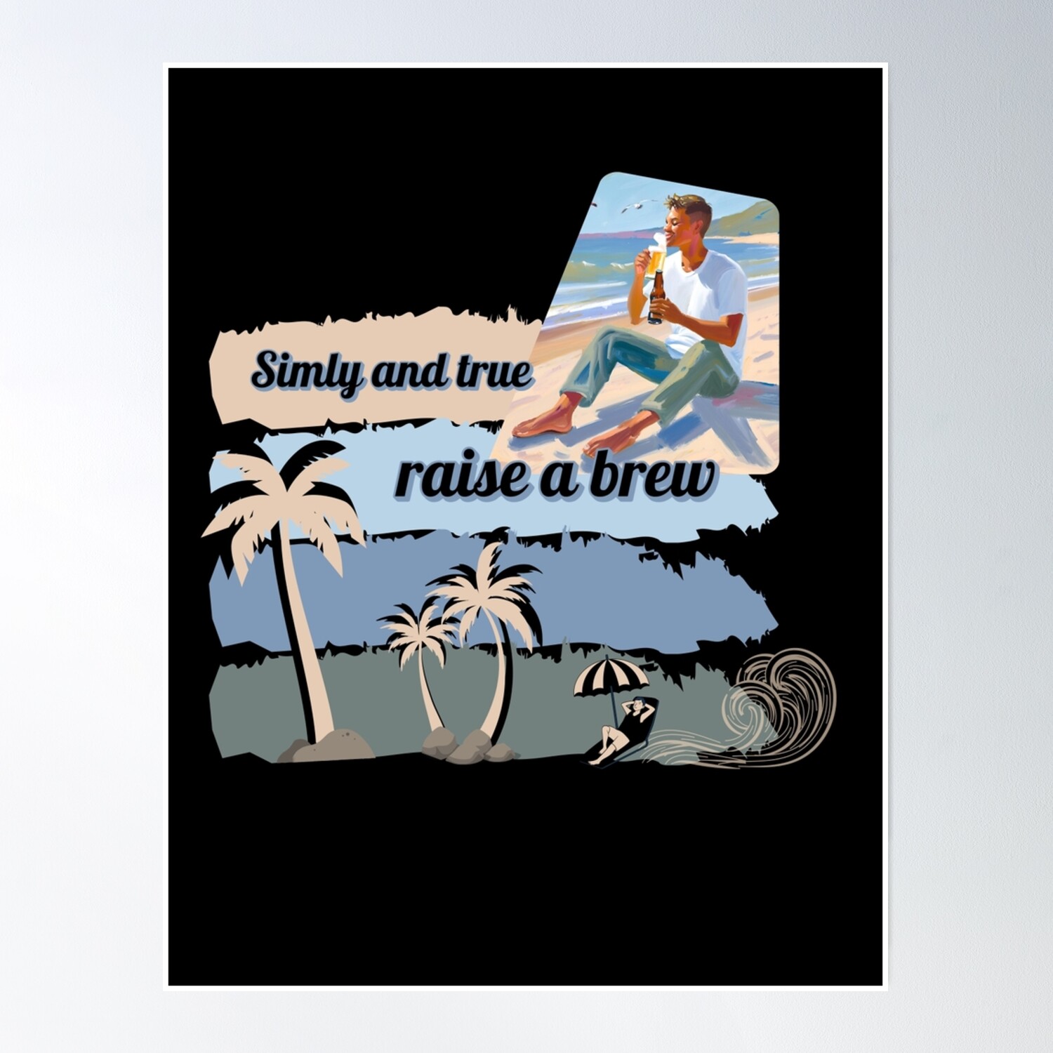 Beer On The Beach Poster Wall Art, Modern Wall Decor, 8x12 UNFRAMED ...