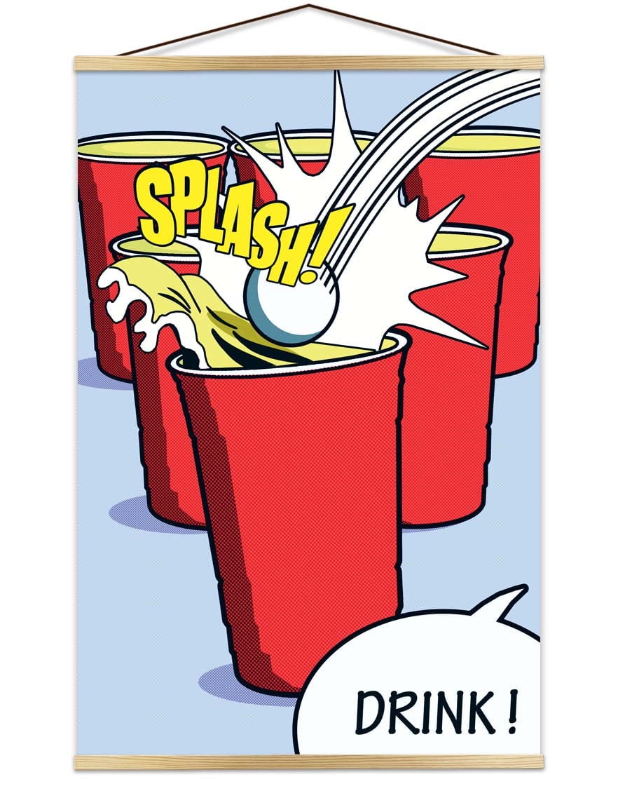 Beer Pong - Drink Splash Poster - Officially Licensed - 24" x 36" with ...