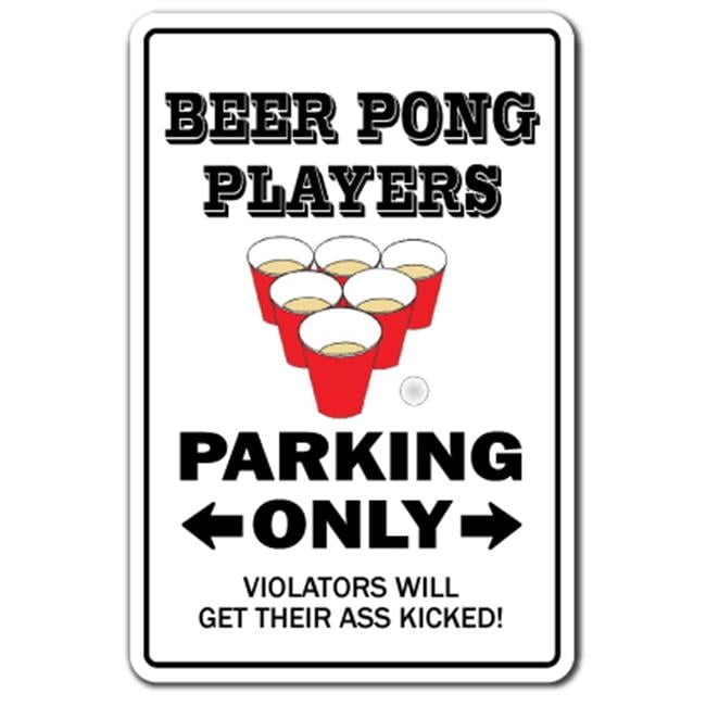 Beer Pong Players Warning Sign | Indoor/Outdoor | Funny Home Décor for ...
