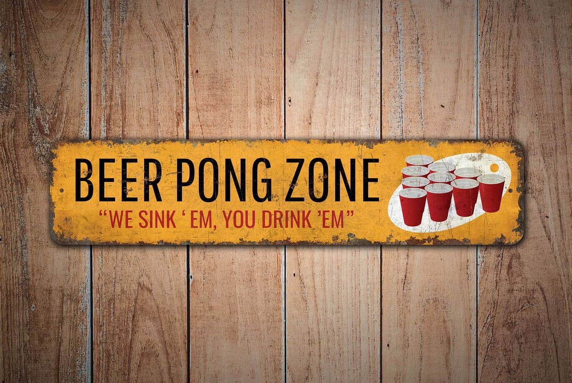 Beer Pong Zone Sign Beer Pong Zone Beer Bar Decor Beer Bar Sign Vintage ...