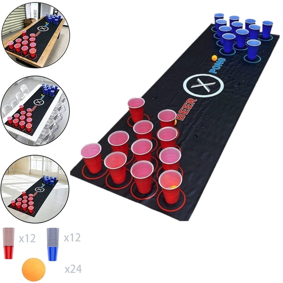 Beer Pongs Game Mat - Party Beverage Pong Game, Interactive Table ...