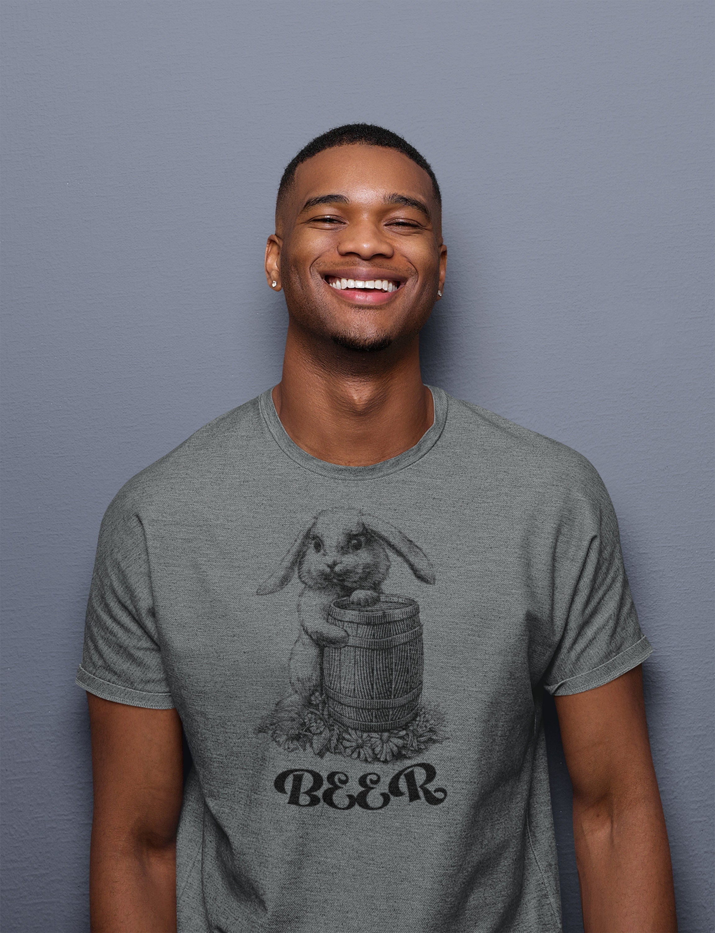 Beer Rabbit Beer Lover Craft Beer Cute Bunny Vintage Boys Graphic Tee ...