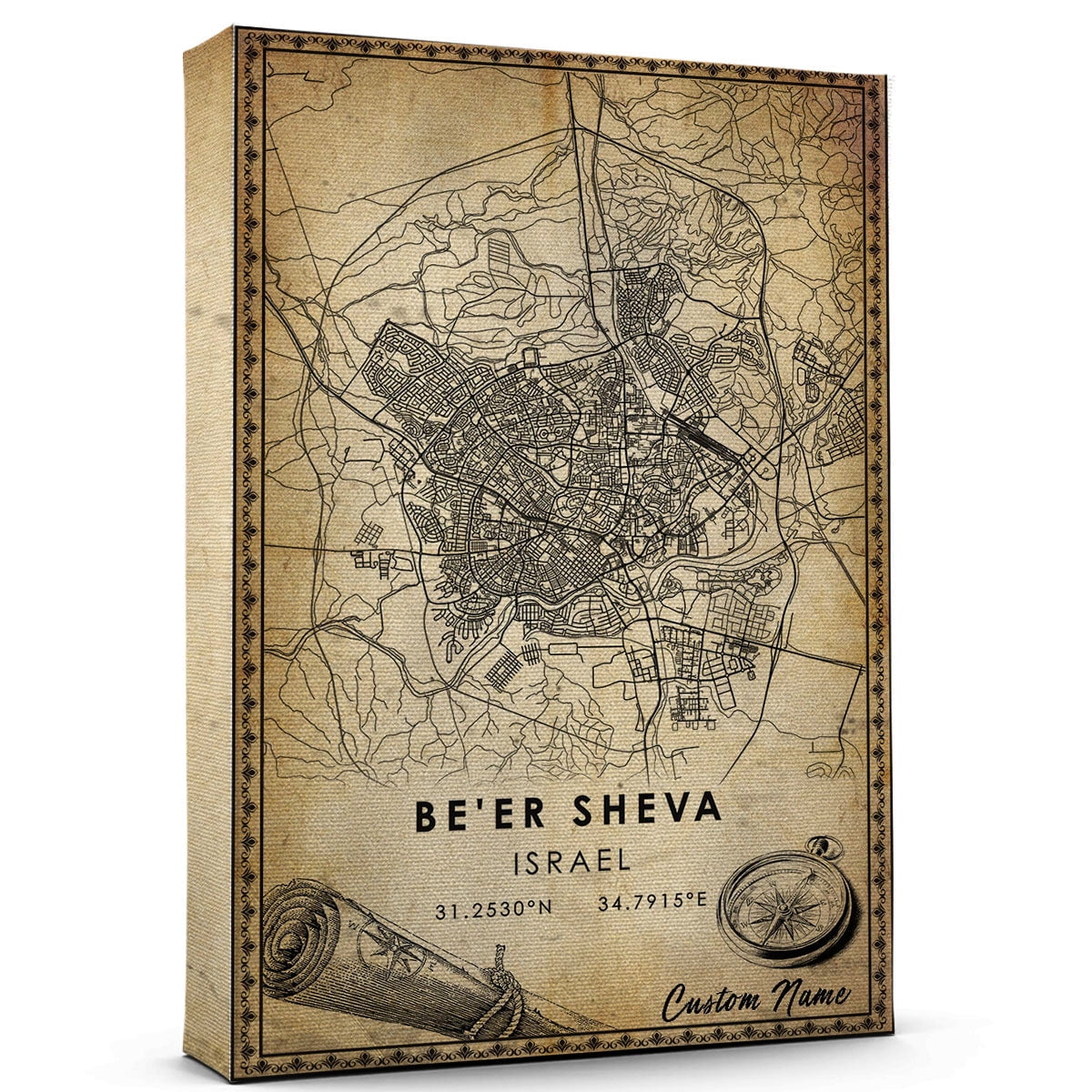 Beer Sheva Map Poster, Israel Map Art Poster, Canvas, Beer Sheva Map ...
