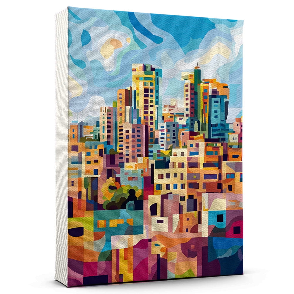 Beer Sheva Travel Canvas, Israel Canvas Print vintage, Colorful Beer ...