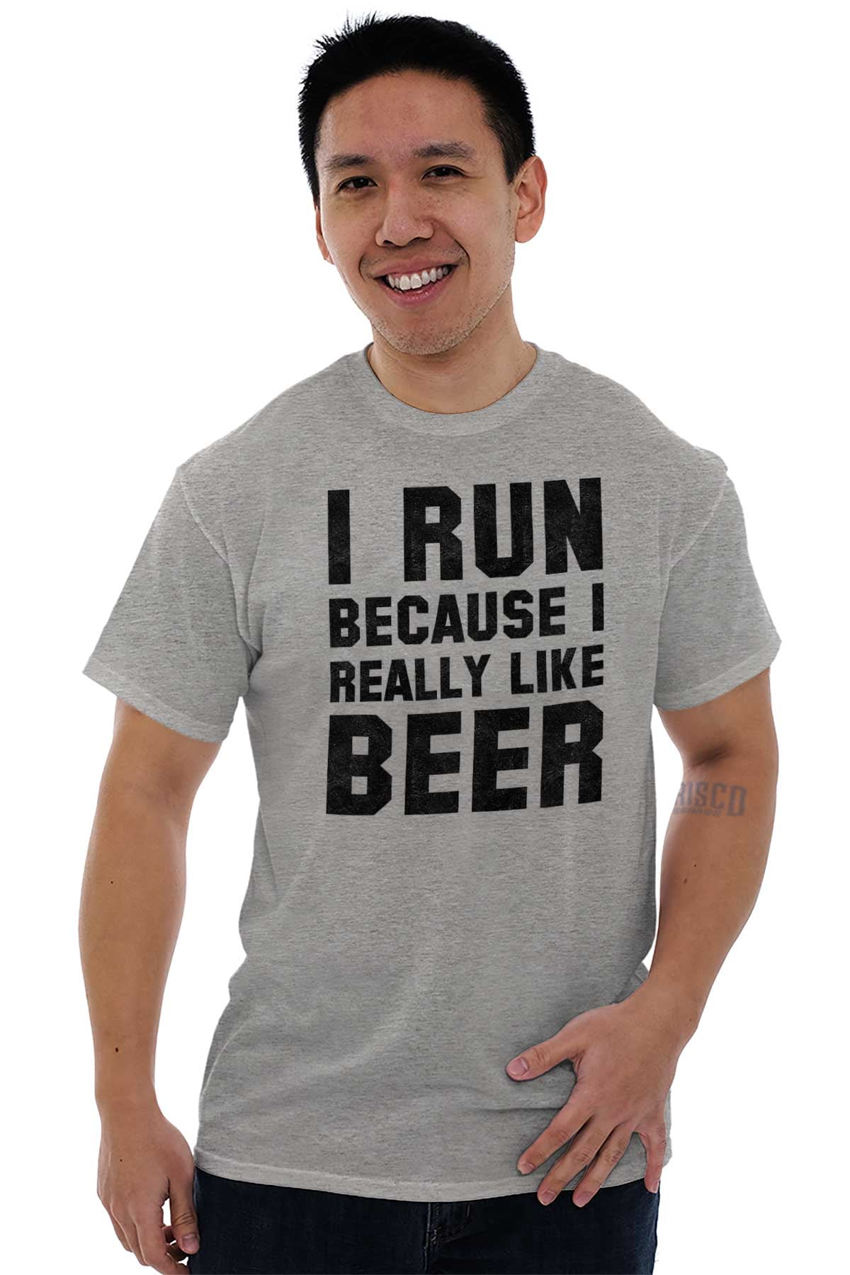 Beer Short Sleeve T-Shirt Tees Tshirts Run Because I Like Drinking ...