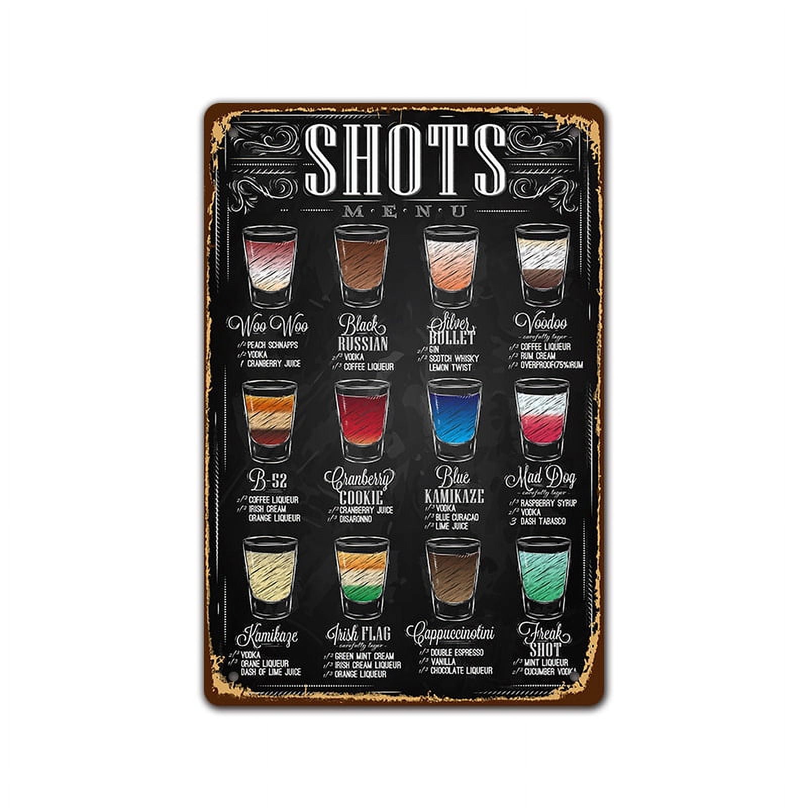 Beer Shots Menu Tin Sign,Kinds Of Colorful Beers Coffee Drinks Vintage ...