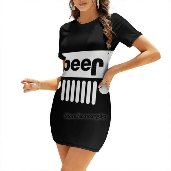 Beer Square Neck Dress Summer Dress Women Elegant Halter Print Dress ...