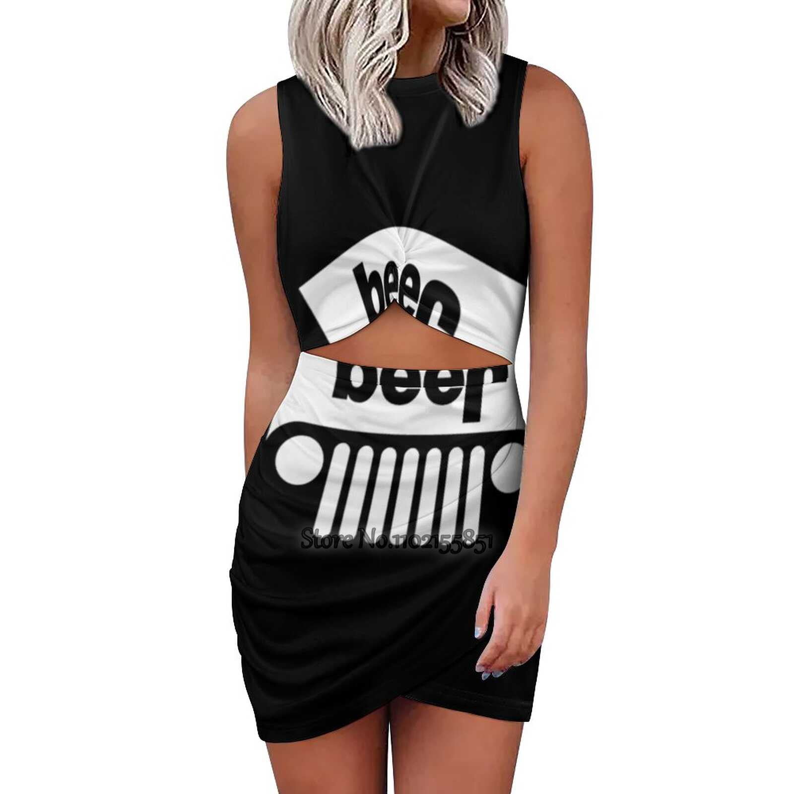 Beer Square Neck Dress Summer Dress Women Elegant Halter Print Dress ...