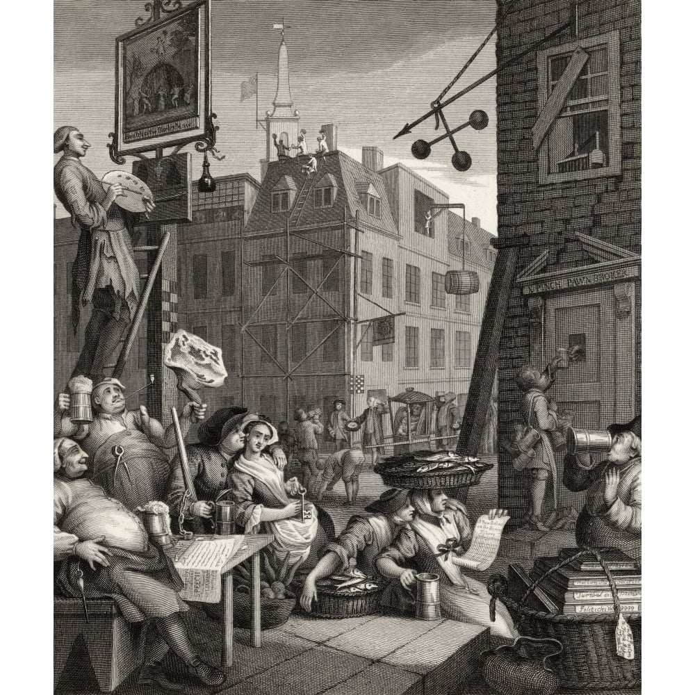 Beer Street And Gin Lane Beer Street From The Original Design By Hogarth From The Works Of ...