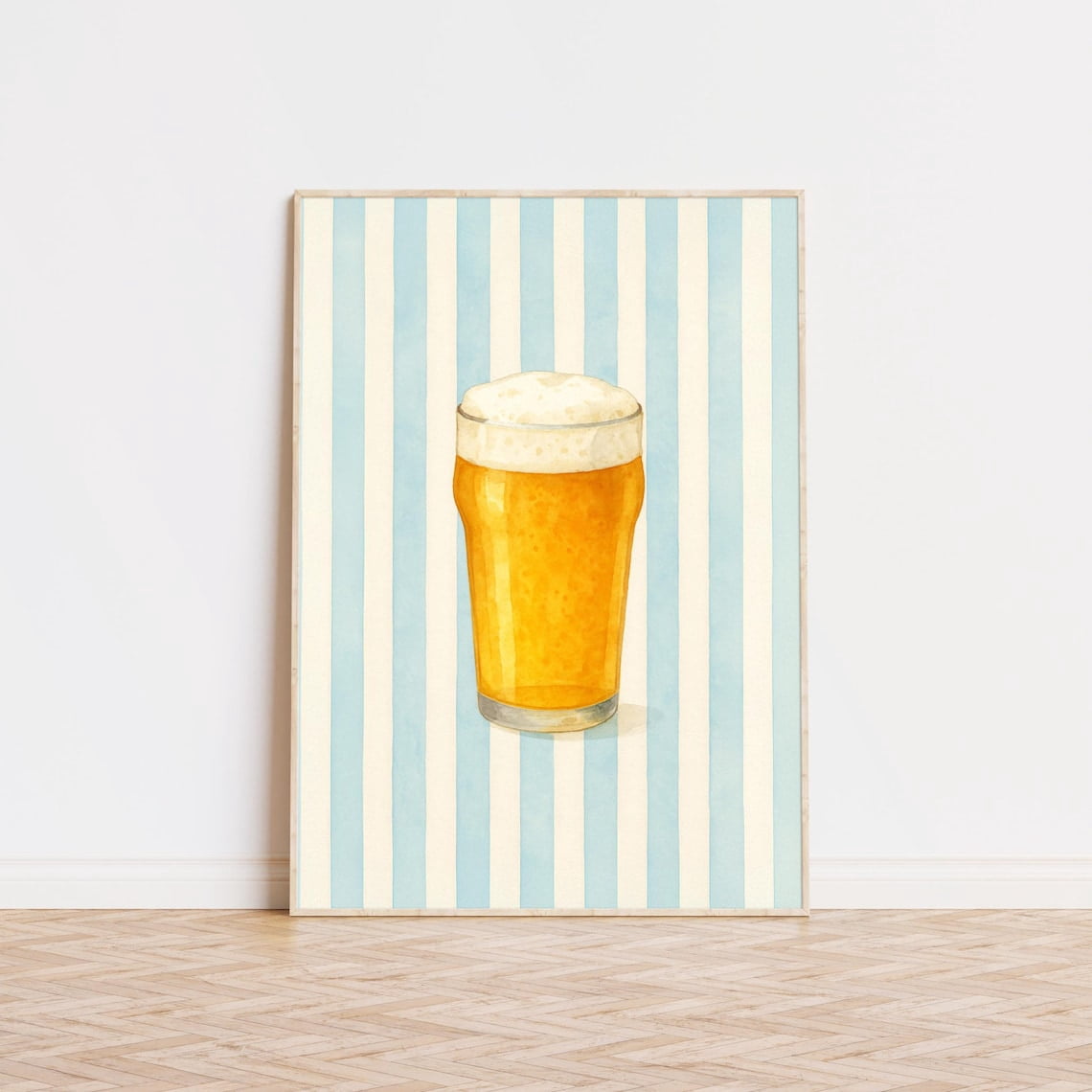 Beer Striped Coastal Bars Aesthetic Museum Quality, Unframed Canvas ...