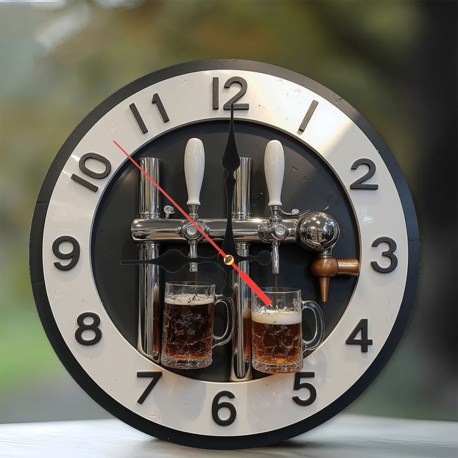 Beer Tap Clock Wall Decor Home Bar Pub Gift 10-Inch Silent Wooden Wall ...