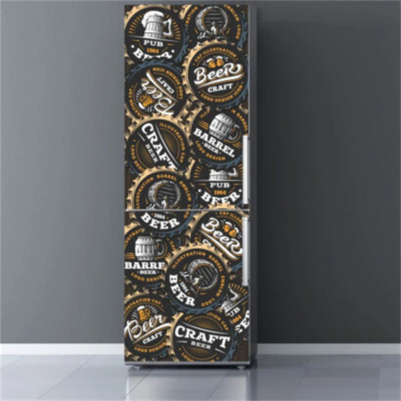 Beer Theme Poster Fridge Mural Sticker Waterproof Self Adhesive Vintage ...
