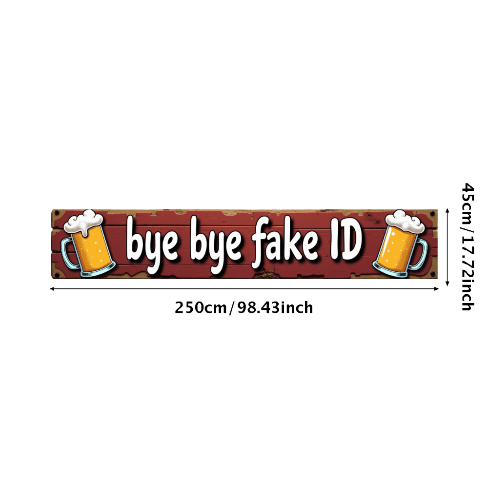 Beer Themed Banner with Cheers Image and bye bye fake ID Text Party ...