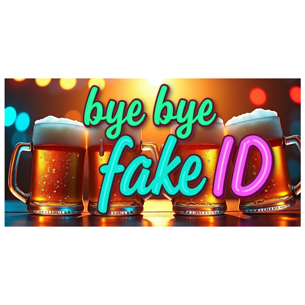 Beer Themed Banner with Cheers Image and bye bye fake ID Text Party ...
