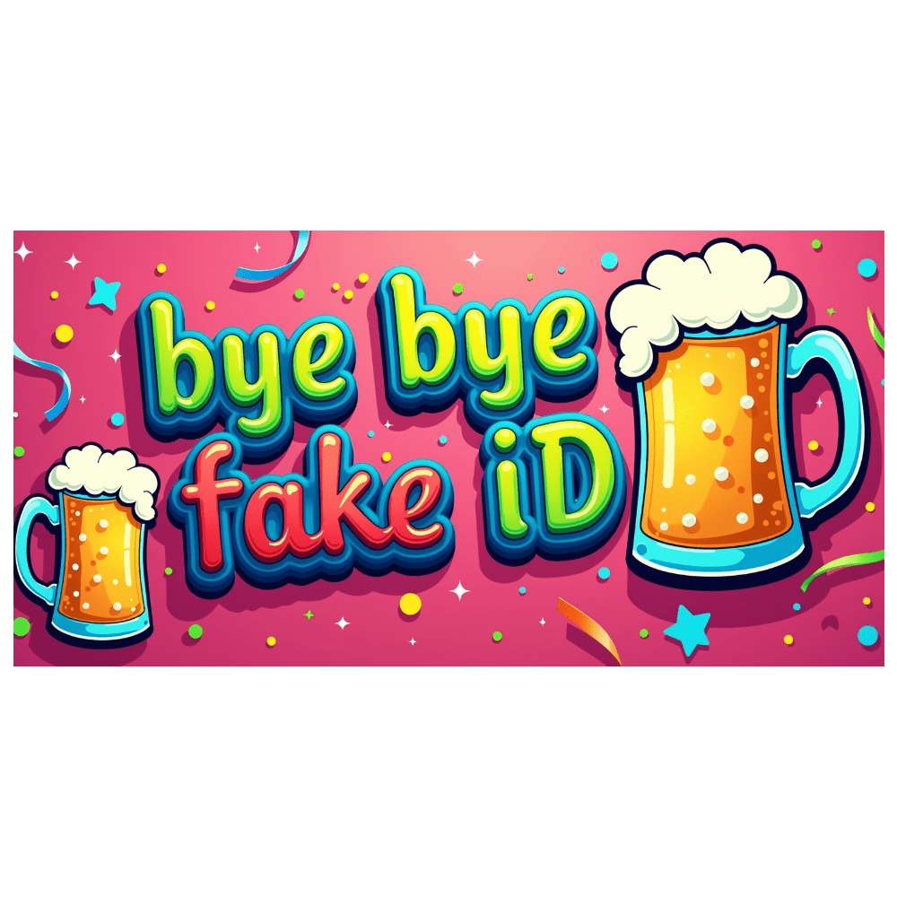 Beer Themed Banner with Cheers Image and bye bye fake ID Text Party ...
