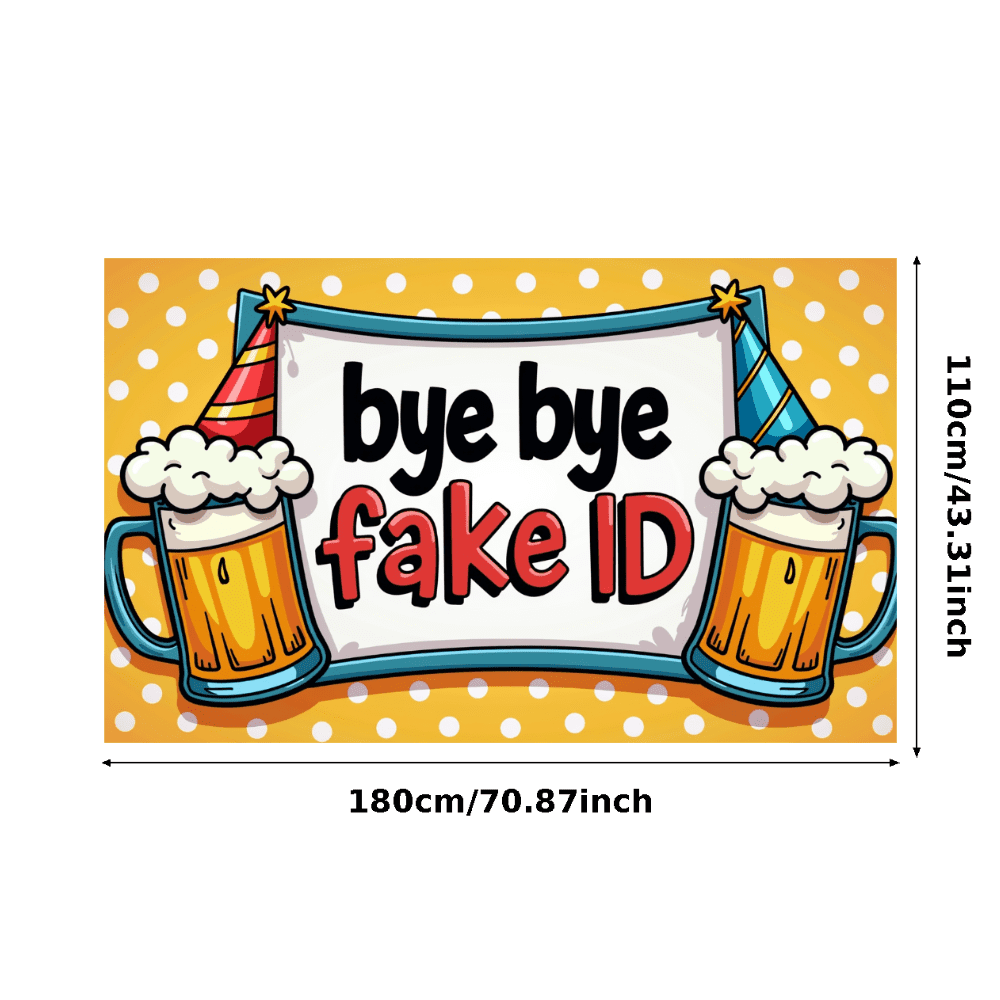 Beer Themed Banner with Cheers Image and bye bye fake ID Text Party ...