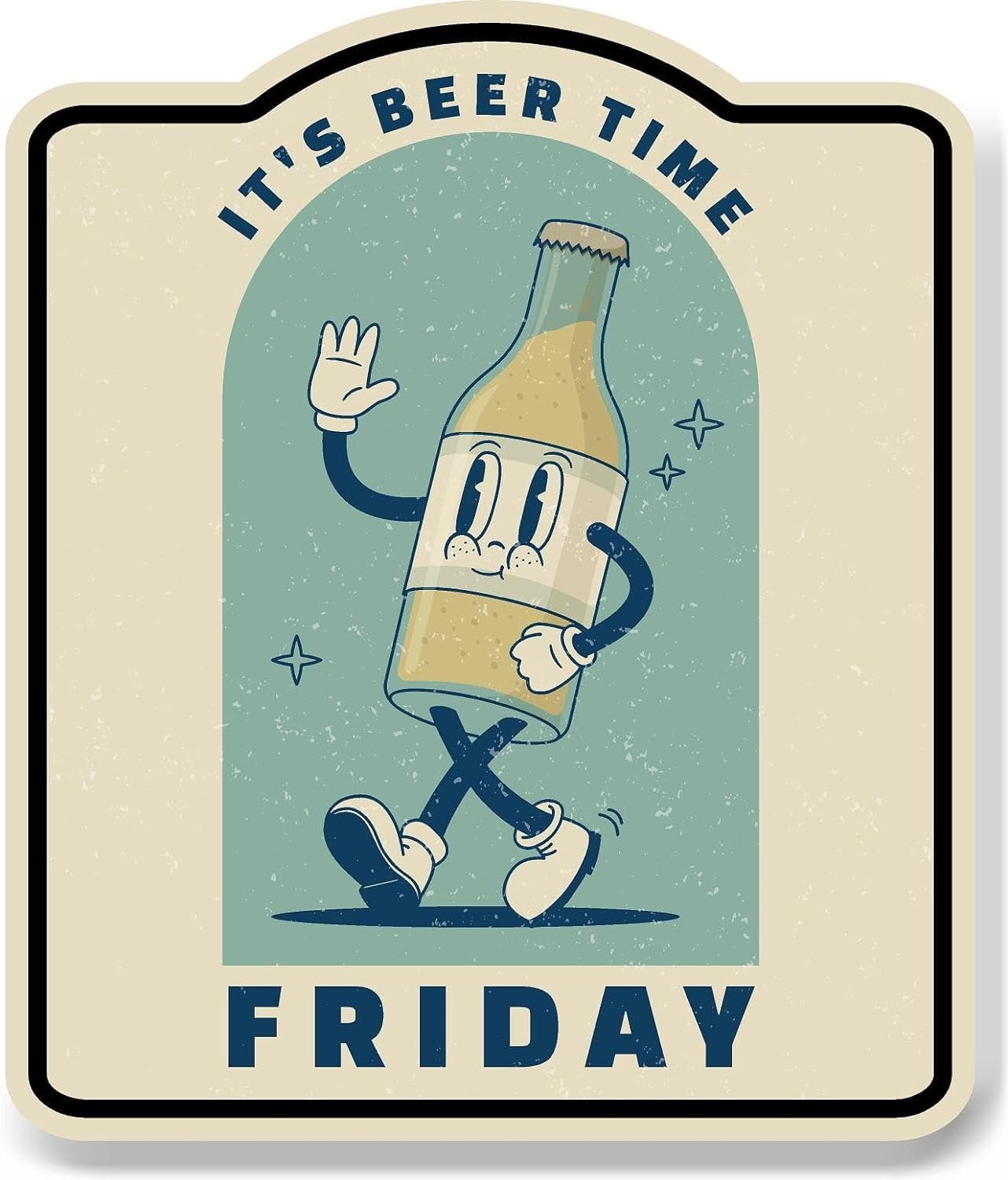 Beer Time Friday Bottle Retro Bar Drink Funny Vintage Aluminum ...