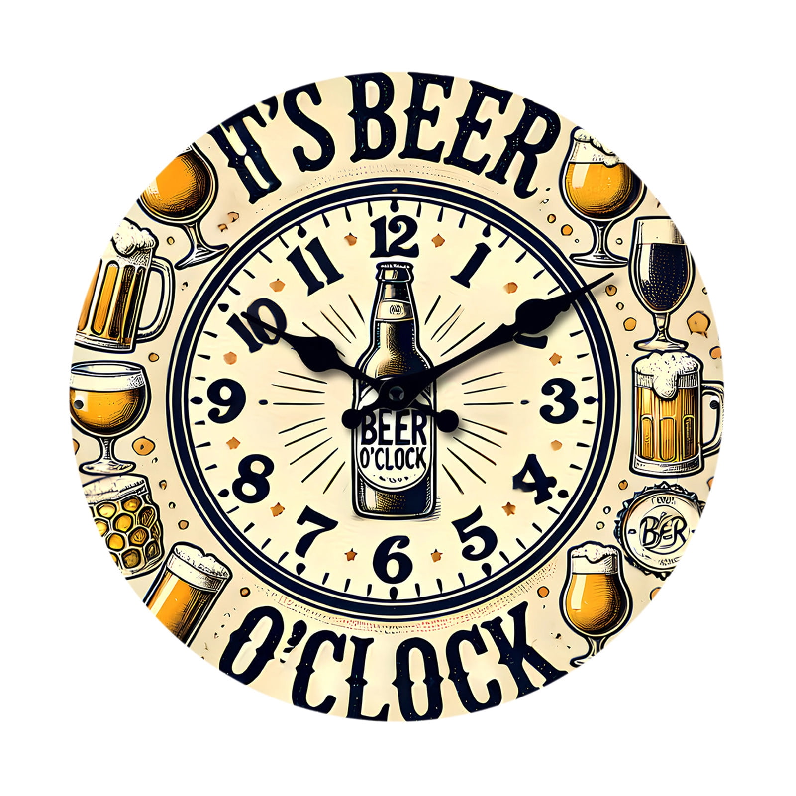 Beer Time O'Clock Metal Sign 12X12in Round Vintage Pub Plaque for Bar ...