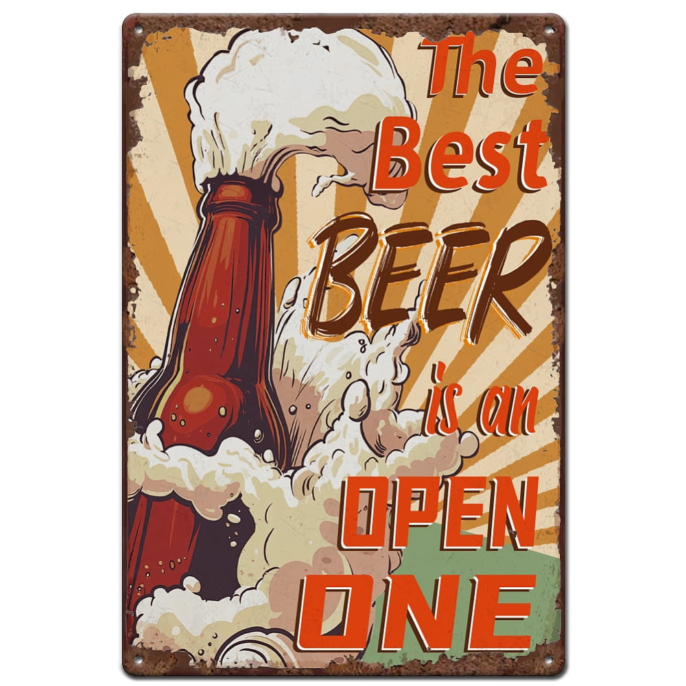 Beer Tin Signs The Best Beer Is An Open One Retro Metal Sign Vintage ...