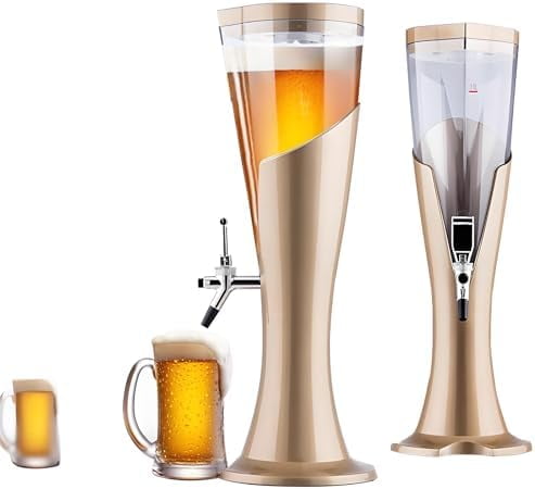 Beer Tower 3L/100oz Beverage Dispenser with fluent Spigot & Ice Tube ...