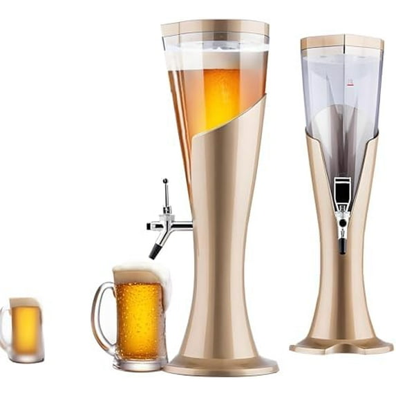 Beer Tower 3L/100oz Beverage Dispenser with fluent Spigot & Ice Tube ...