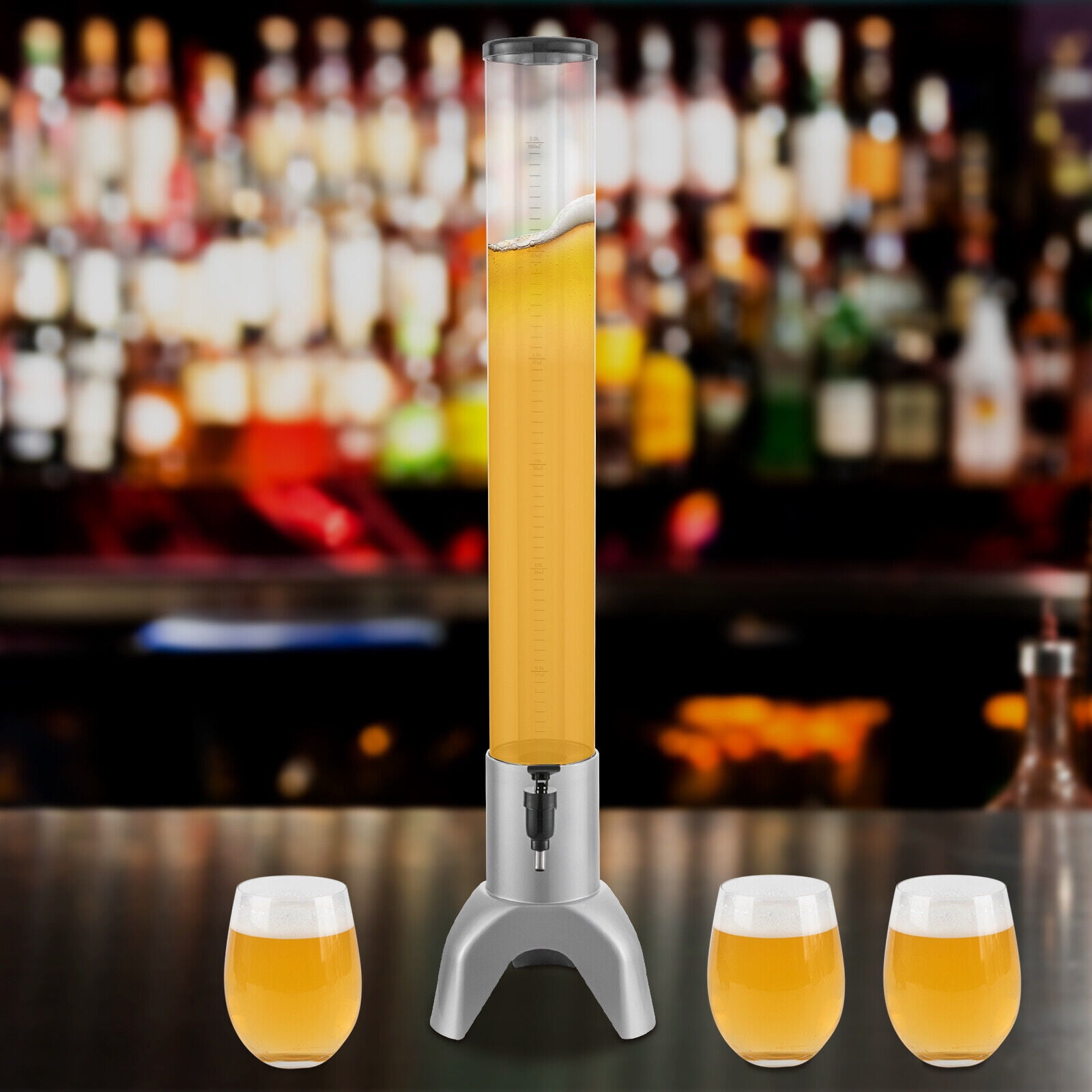 Beer Tower 3L - Beverage Dispenser with Tap & Ice Tube, Drink ...