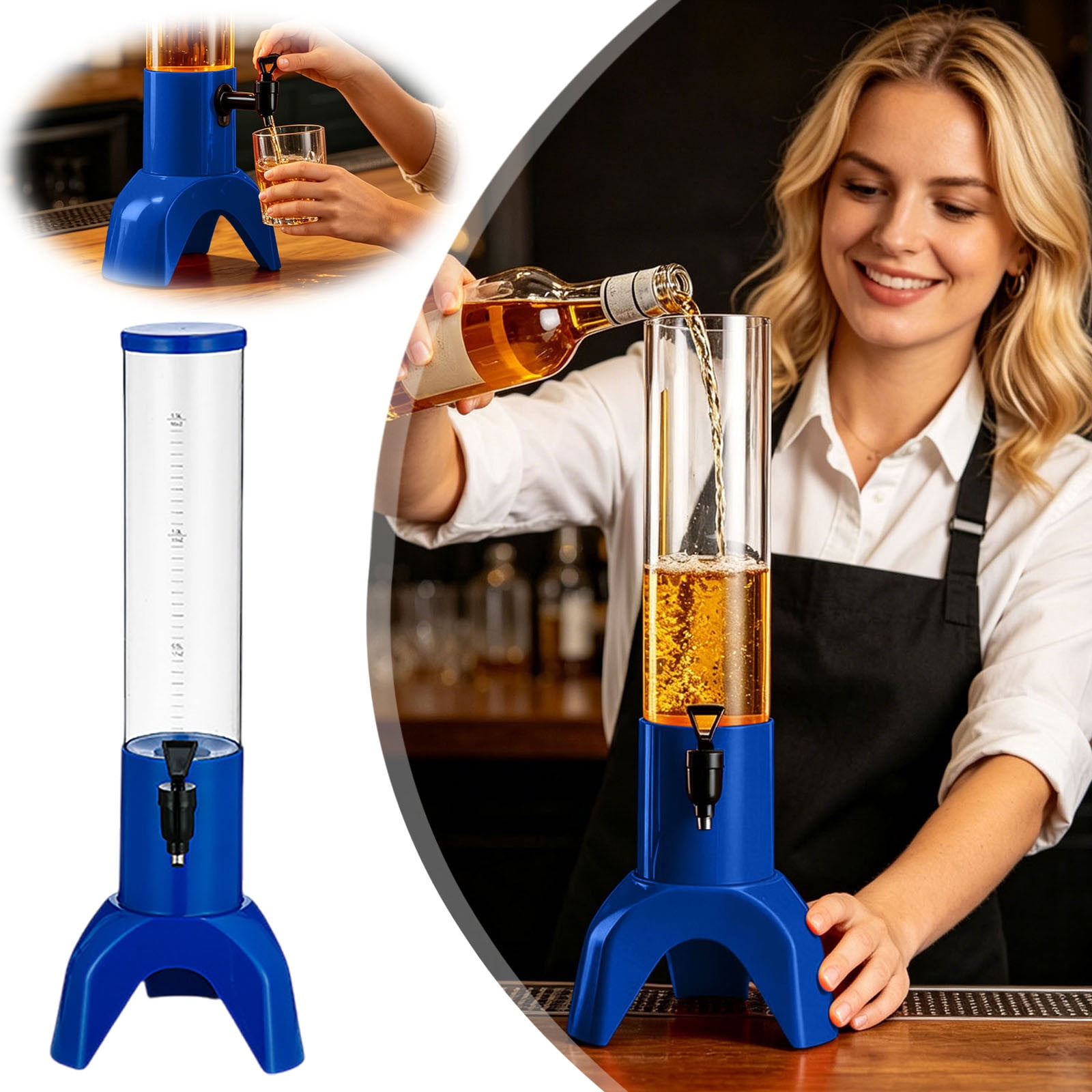 Beer Tower Beverage Dispenser With Ice Tube 3L/101Oz Capacity Tabletop ...