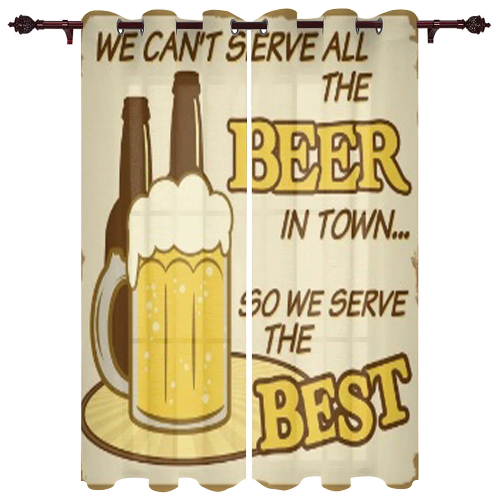 Beer Vintage Poster Modern Curtains For Living Room Bedroom Kitchen ...