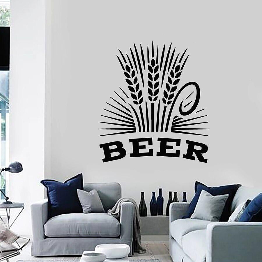 Beer Wall Decal Alcohol Drinking Pub Bar Brewery Foam Mill Wheat Vinyl ...