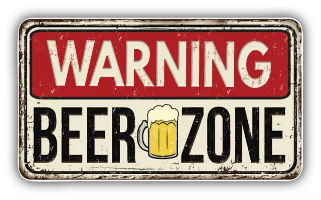 Beer Zone Vintage Warning Sign Car Sticker Phone Decal Water Bottle ...
