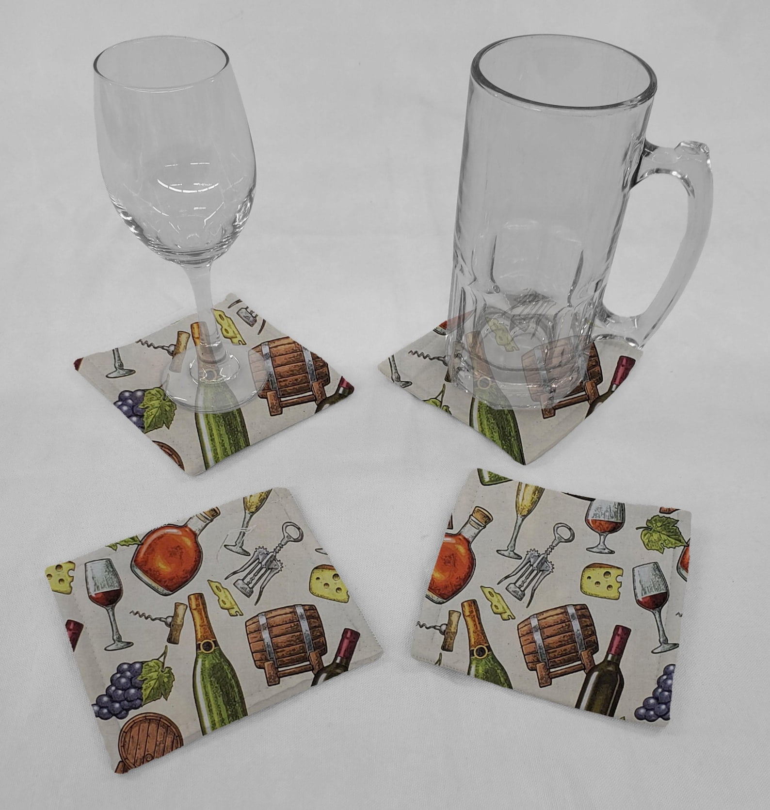 Beer or Wine Cloth Coasters by Penny's Needful Things (Set of 8) Cheese ...