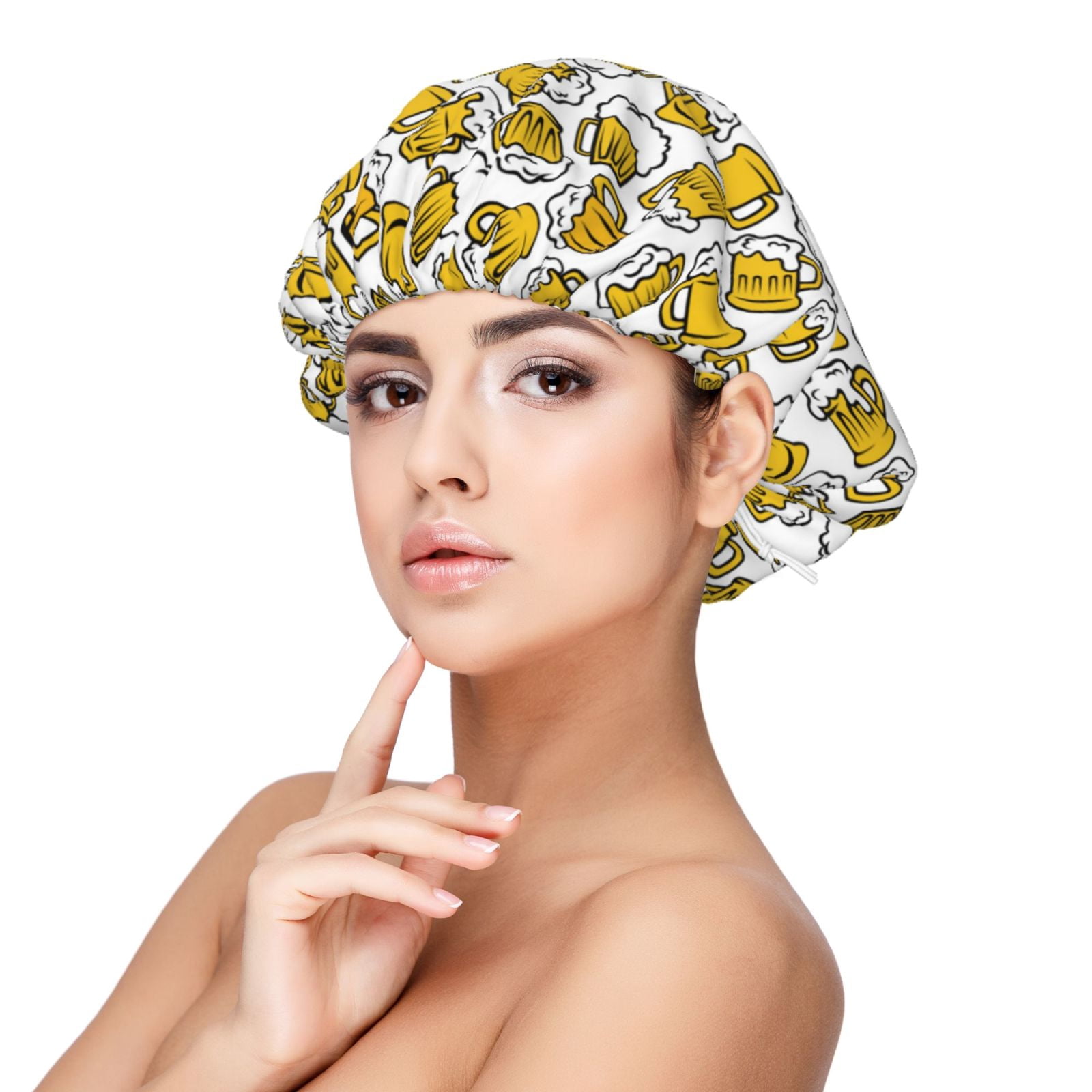 Beer print A Silk Bonnet for Sleeping Women Men, Adjustable Elastic ...