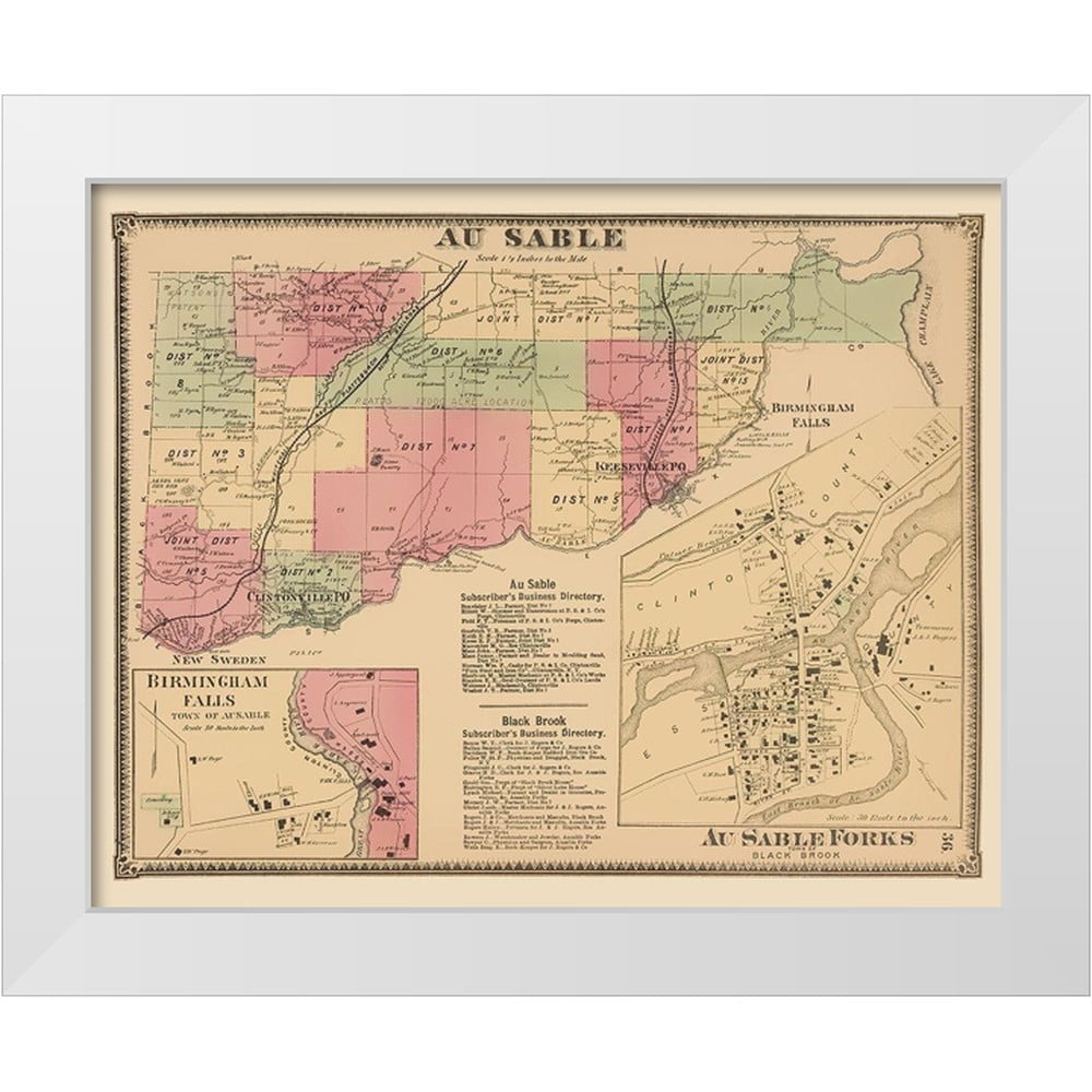 Beers 24x20 White Modern Wood Framed Museum Art Print Titled - Au Sable ...