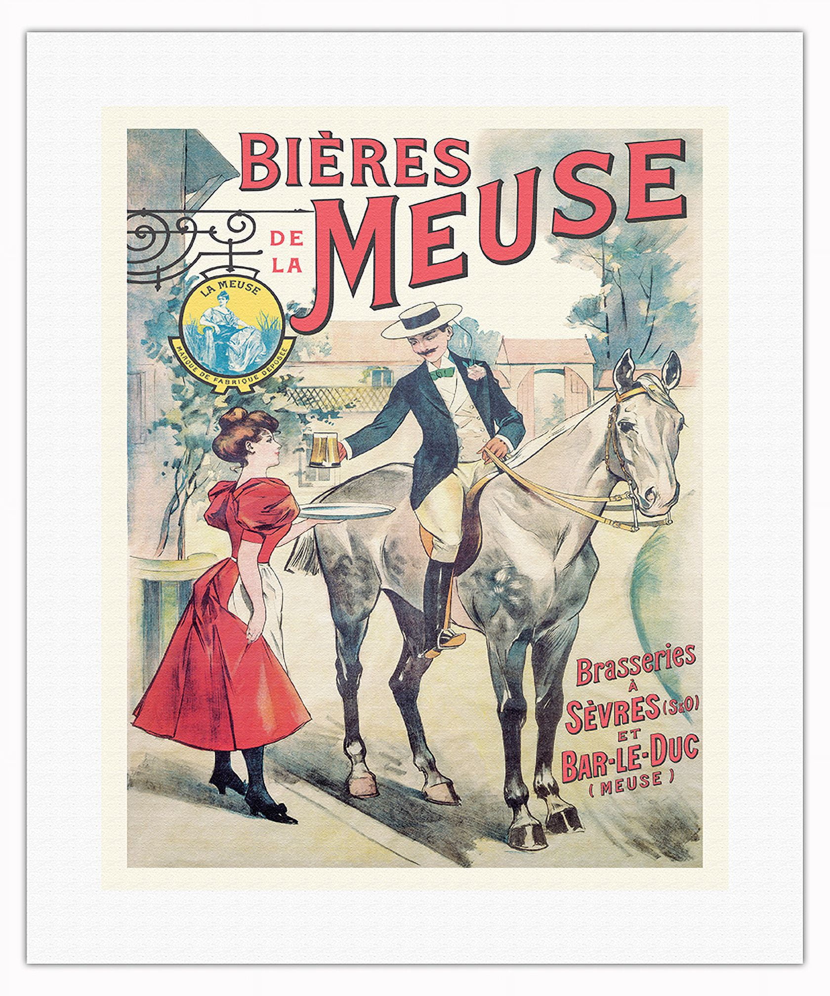 Beers from the Meuse Brewery (Bières de la Meuse) - Vintage French Advertising Poster c.1899 ...