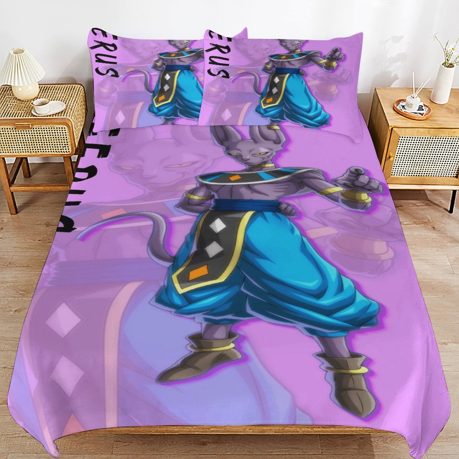 Beerus Duvet Cover Bedding Set Cartoon Print Soft Quilt Cover 3 Pieces ...
