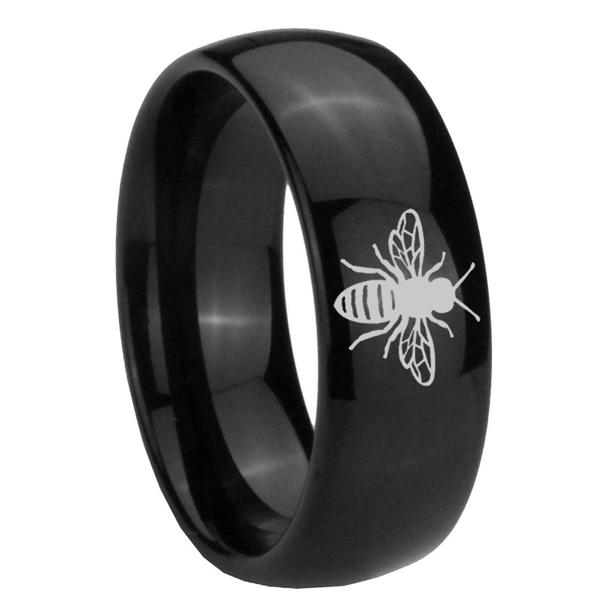 Bees 8MM Black High Polish Dome Tungsten Men Ring - Walmart.com