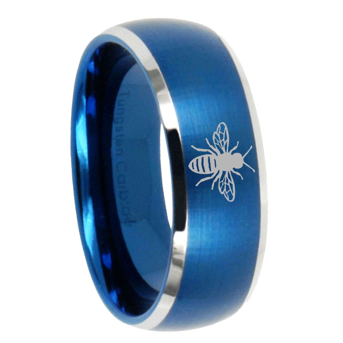 Bees 8MM Dome Brushed Finish Blue Tungsten Men Ring - Walmart.com