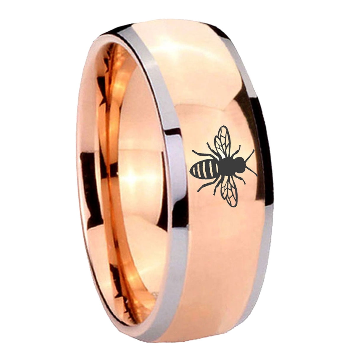 Bees 8MM Dome Rose Gold Two Tone Tungsten Men Ring - Walmart.com
